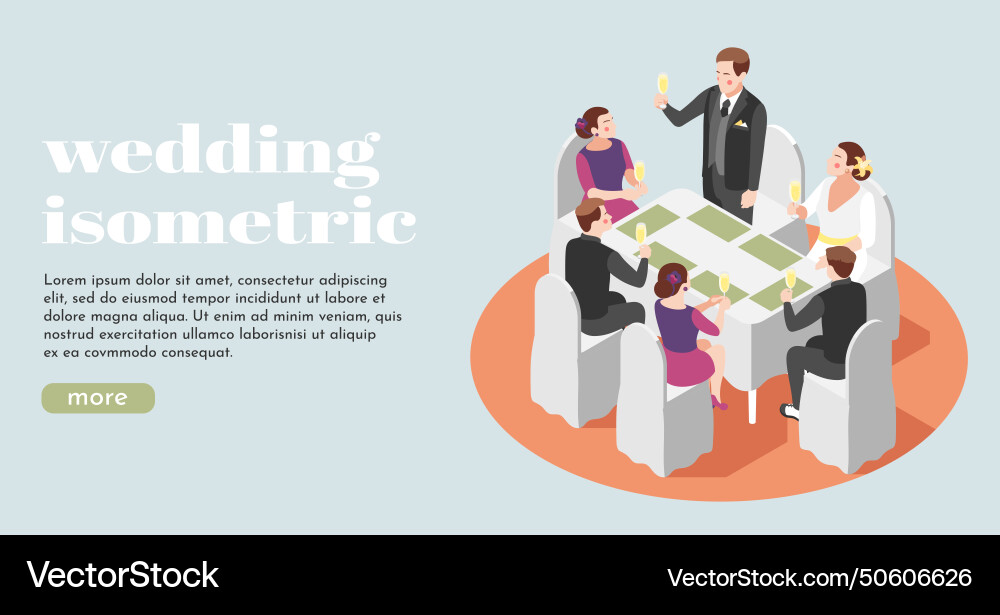 Wedding isometric background Royalty Free Vector Image
