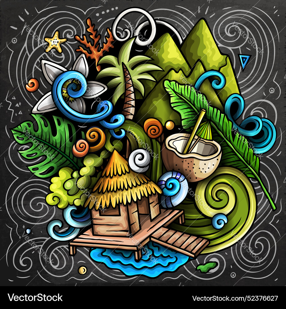 Bora-bora funny cartoon doodle Royalty Free Vector Image