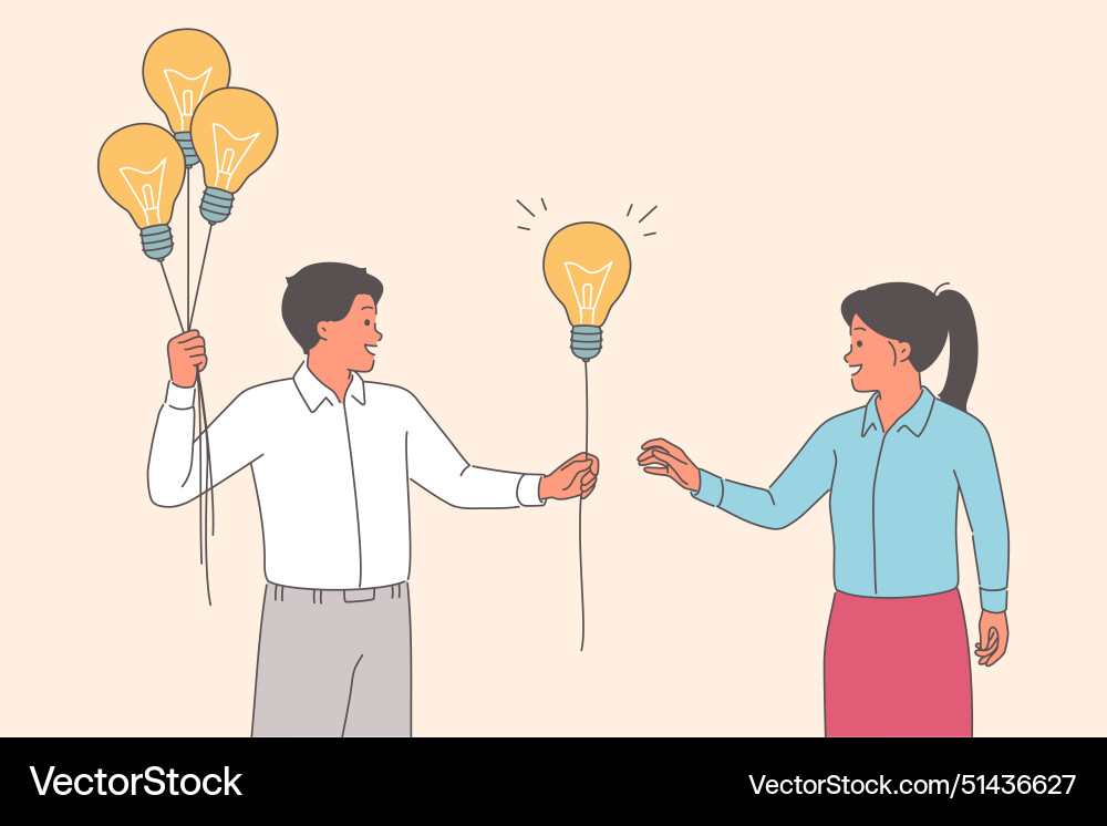 Business man sharing ideas with colleague working Vector Image