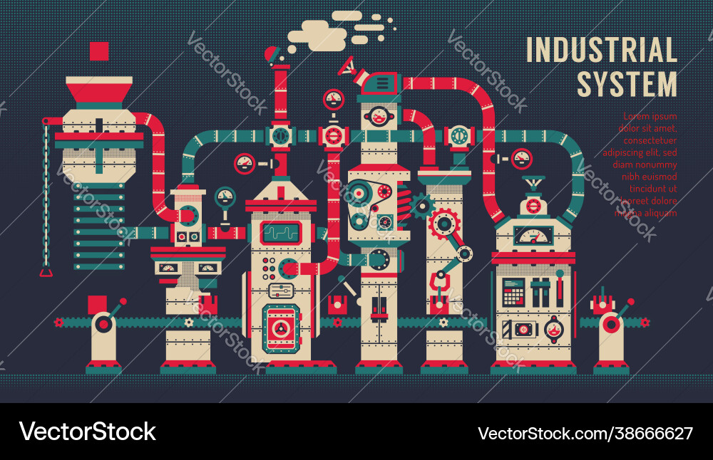 Conveyor machine inside factory Royalty Free Vector Image