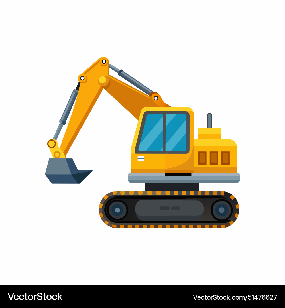 Excavator vehicle working realistically flat Vector Image