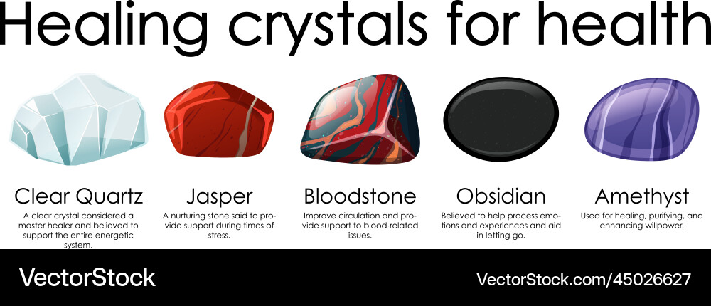 Healing crystals for health collection Royalty Free Vector