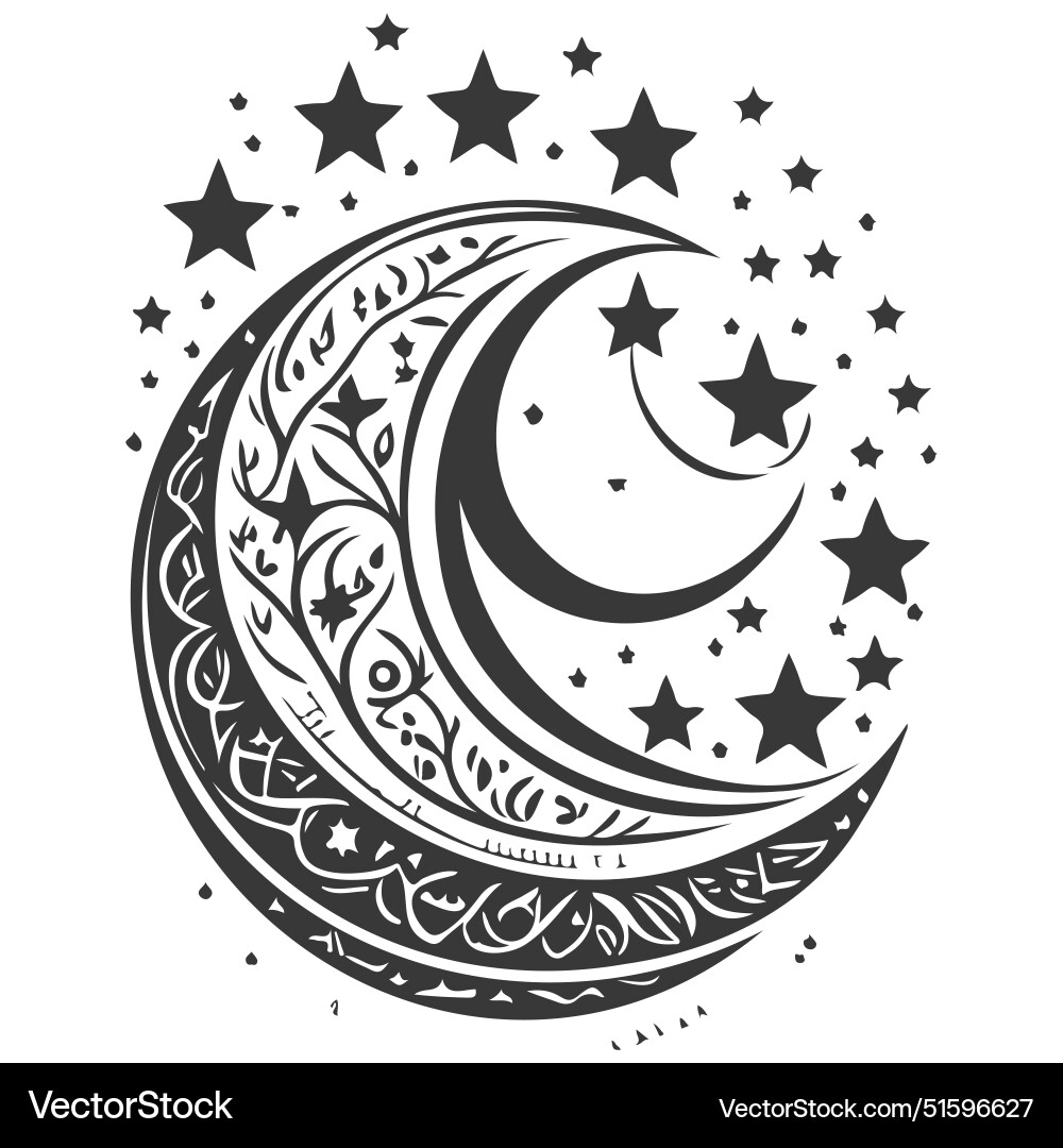Moon star ramadan arabic islamic grey Royalty Free Vector