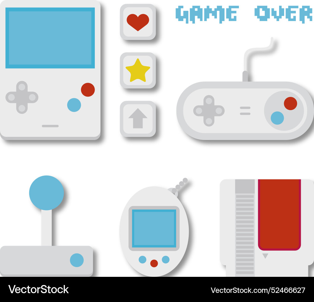 Pack of video game accessories in flat design Vector Image