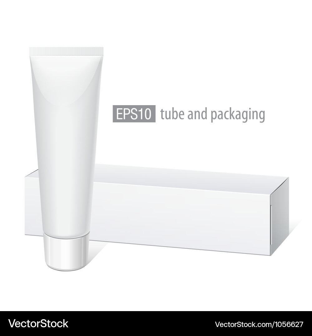 Realistic white tube and packaging Royalty Free Vector Image