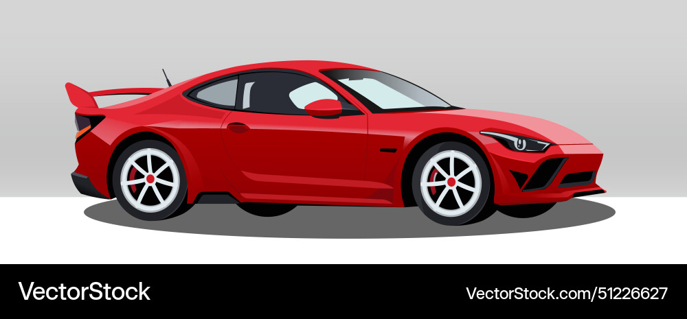Red sports car on a light grey Royalty Free Vector Image