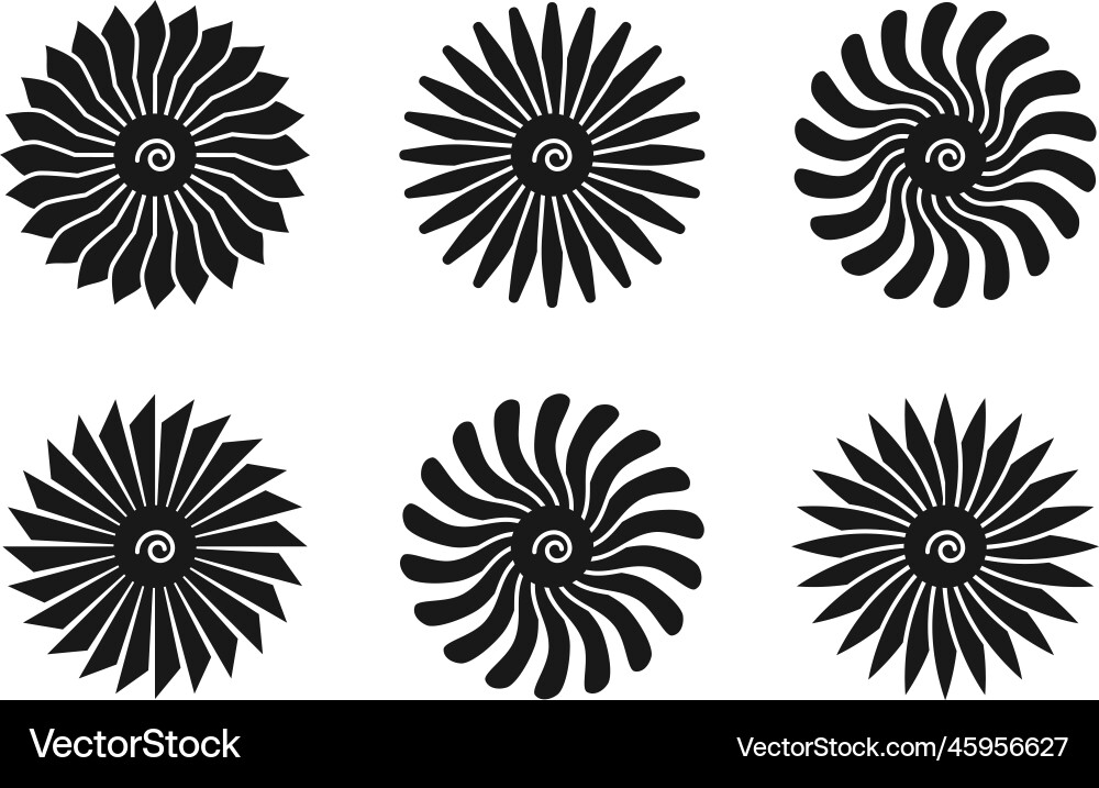 Rotating shape black fan silhouette round Vector Image