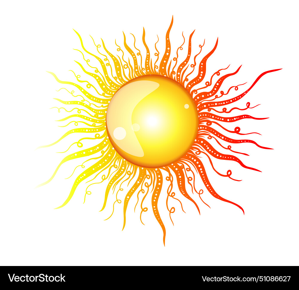 Shining sun object hand drawing not ai Royalty Free Vector