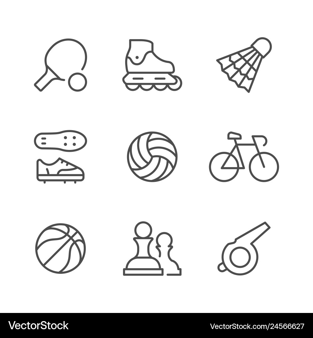 Sports Line Icons Set Royalty Free Vector Image
