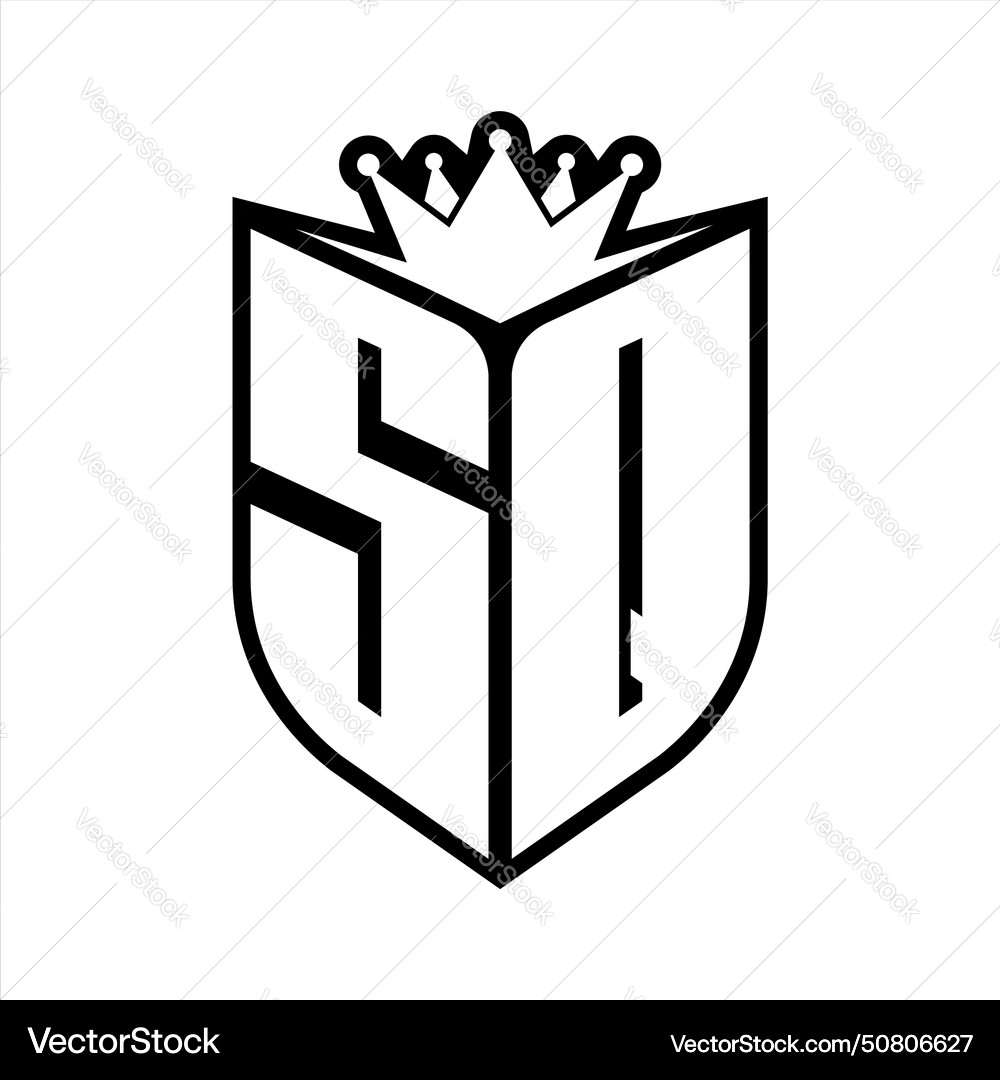 Sq letter bold monogram with shield shape Vector Image