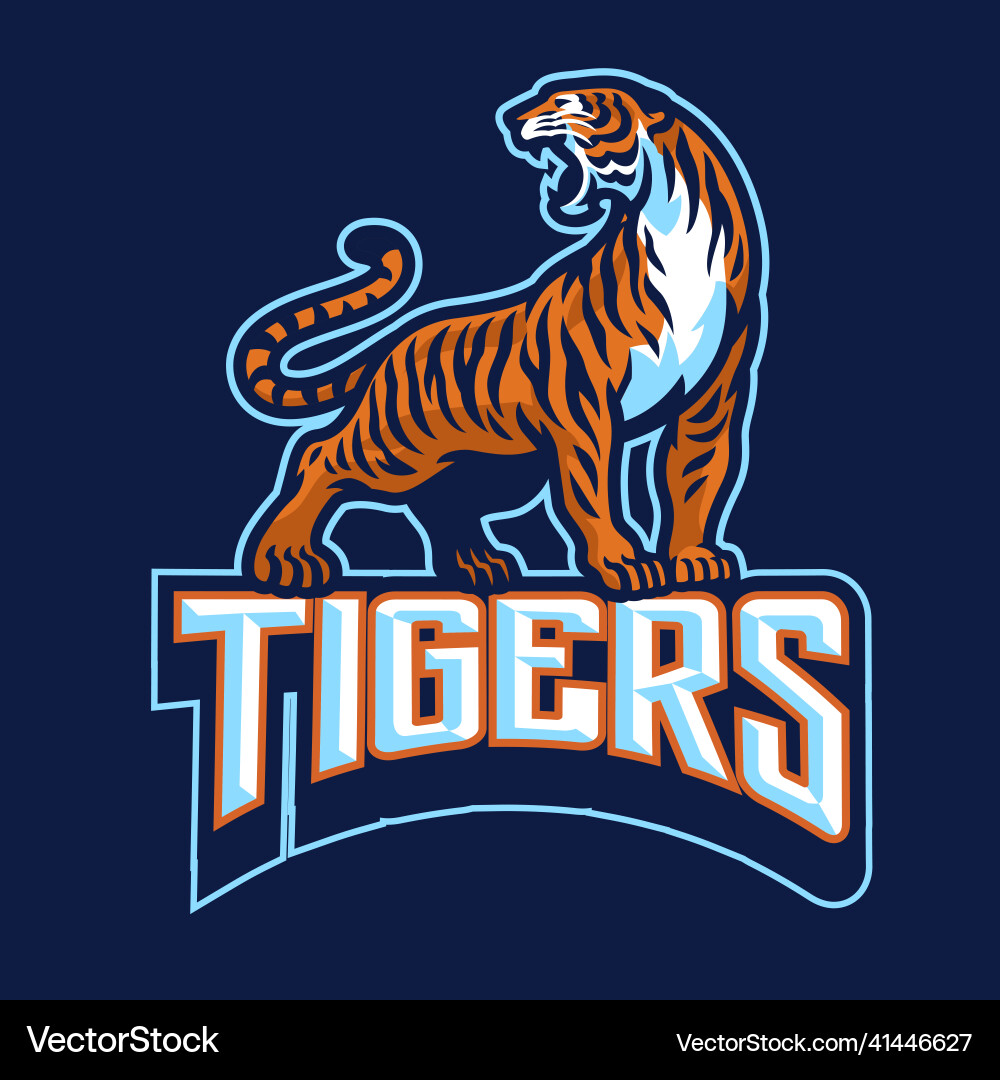 Tiger mascot logo stance pose Royalty Free Vector Image