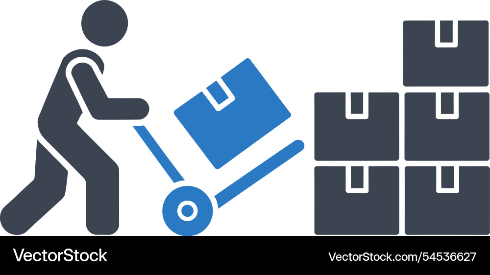 Warehouse box moving operations icon Royalty Free Vector