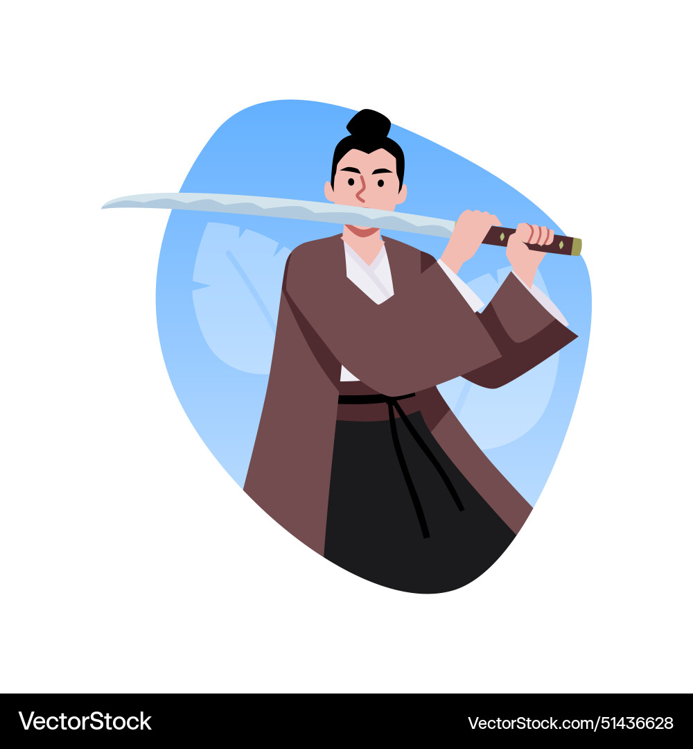 A samurai with sword Royalty Free Vector Image