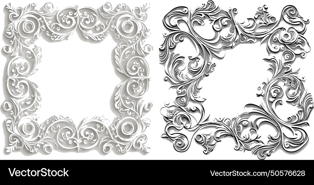 Abstract square lace frame with paper swirls Vector Image