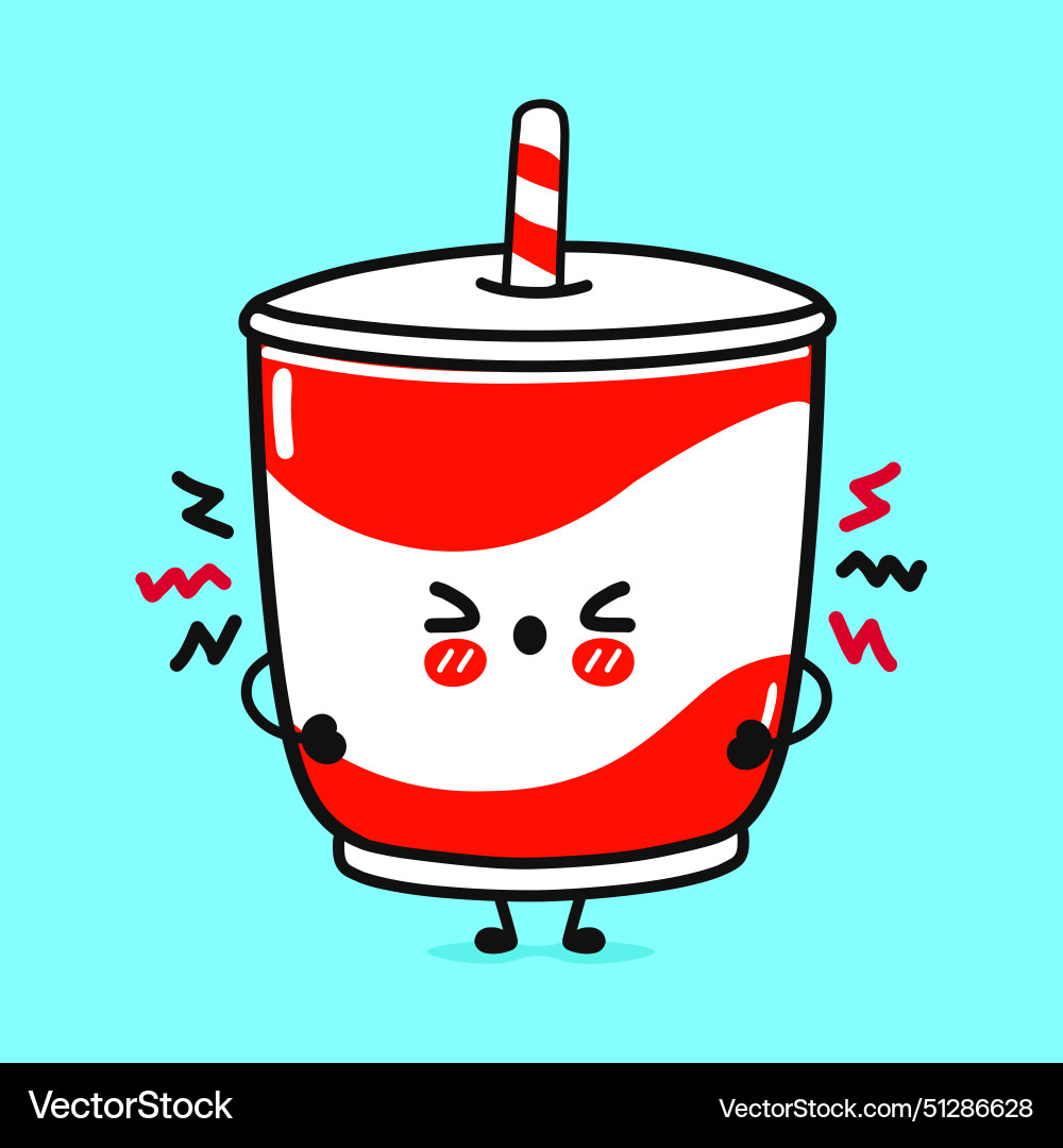 Angry cold drink character hand drawn cartoon Vector Image