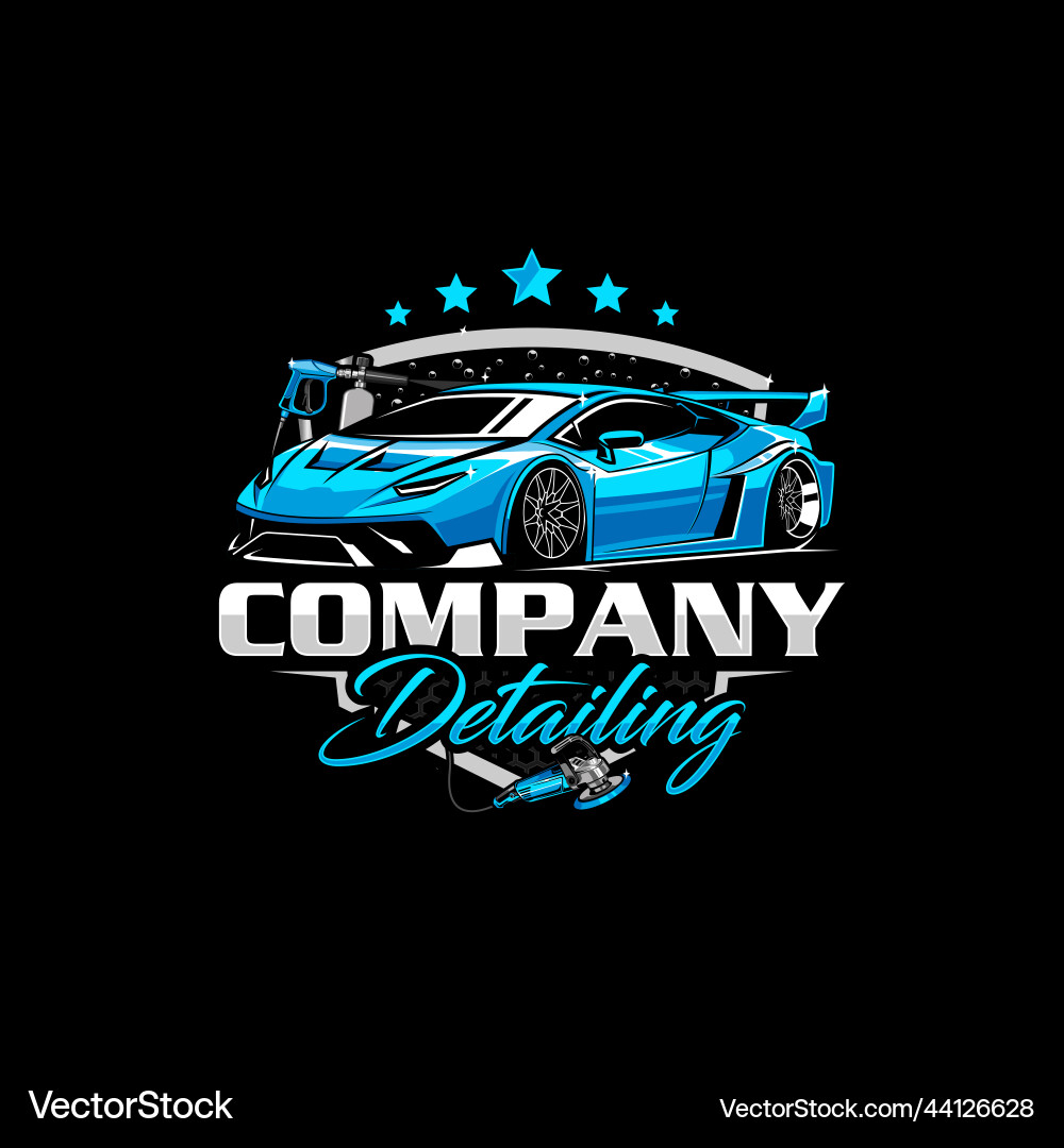 Detailing car logo and wash Royalty Free Vector Image