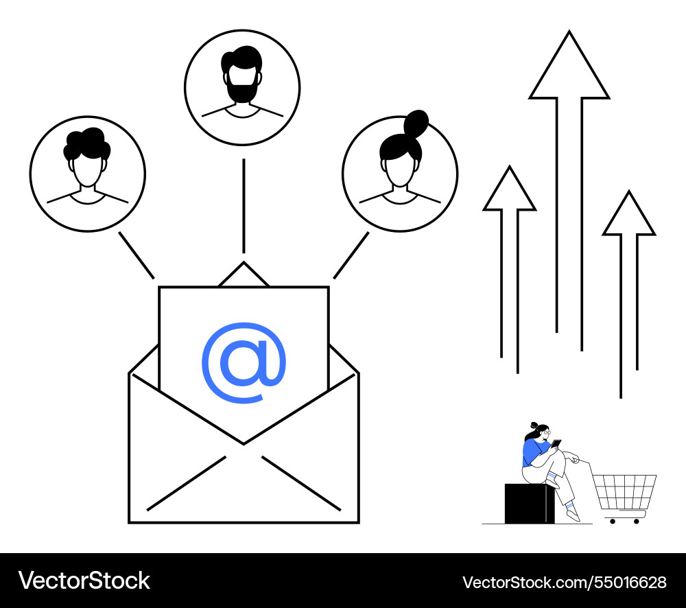 Email marketing concept with customer avatars Vector Image