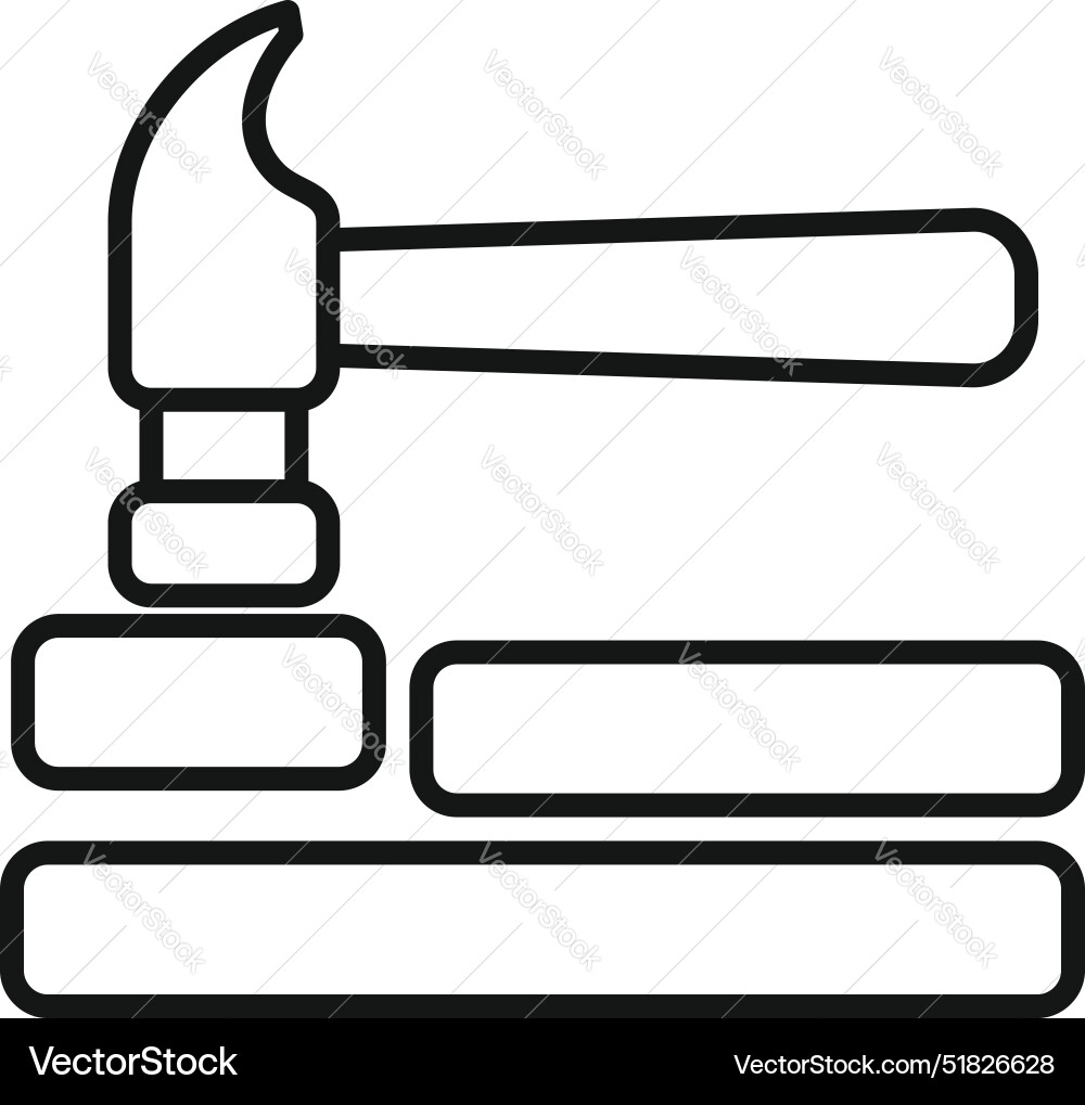 Hammer building brick wall construction outline Vector Image