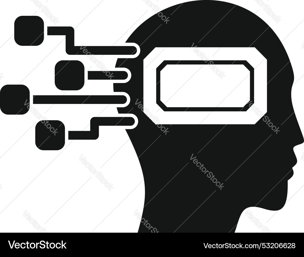 Human head with electronic microchip data Vector Image