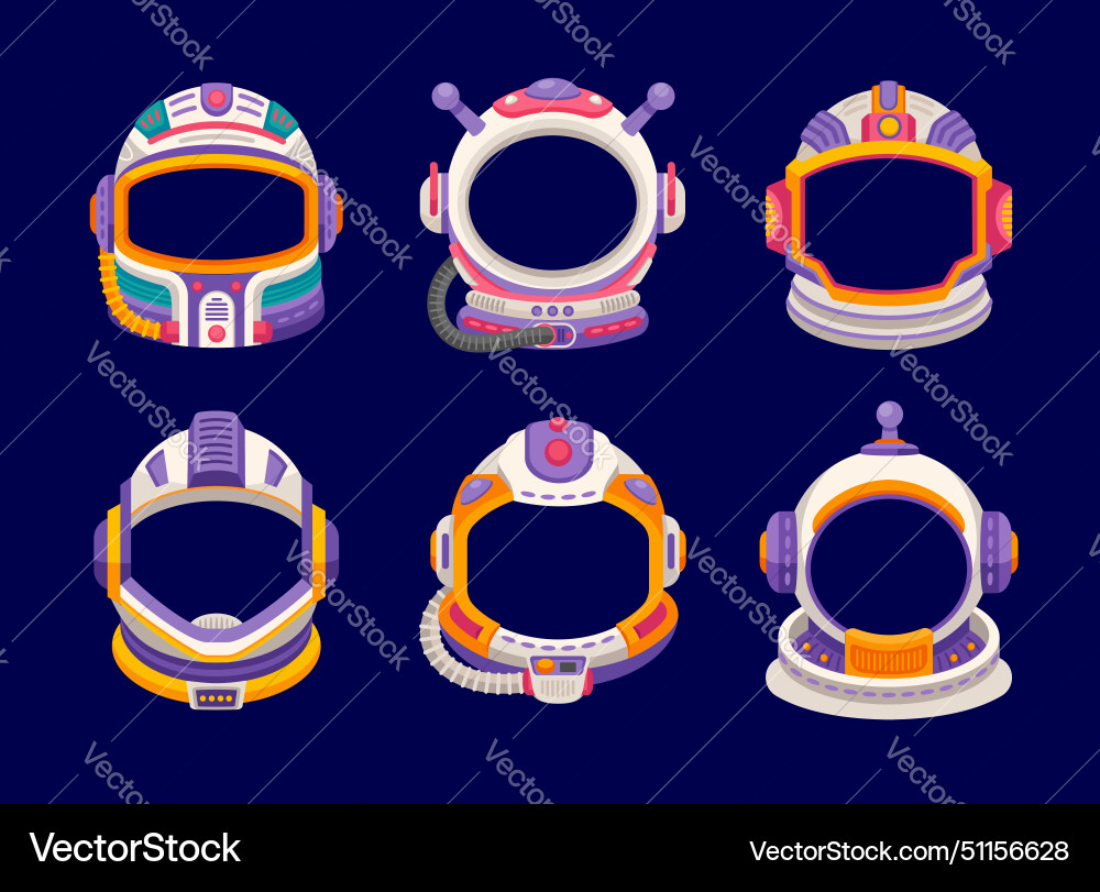 Photobooth kids astronaut space helmets set Vector Image
