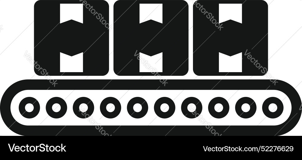 Conveyor belt moving boxes in a warehouse icon Vector Image