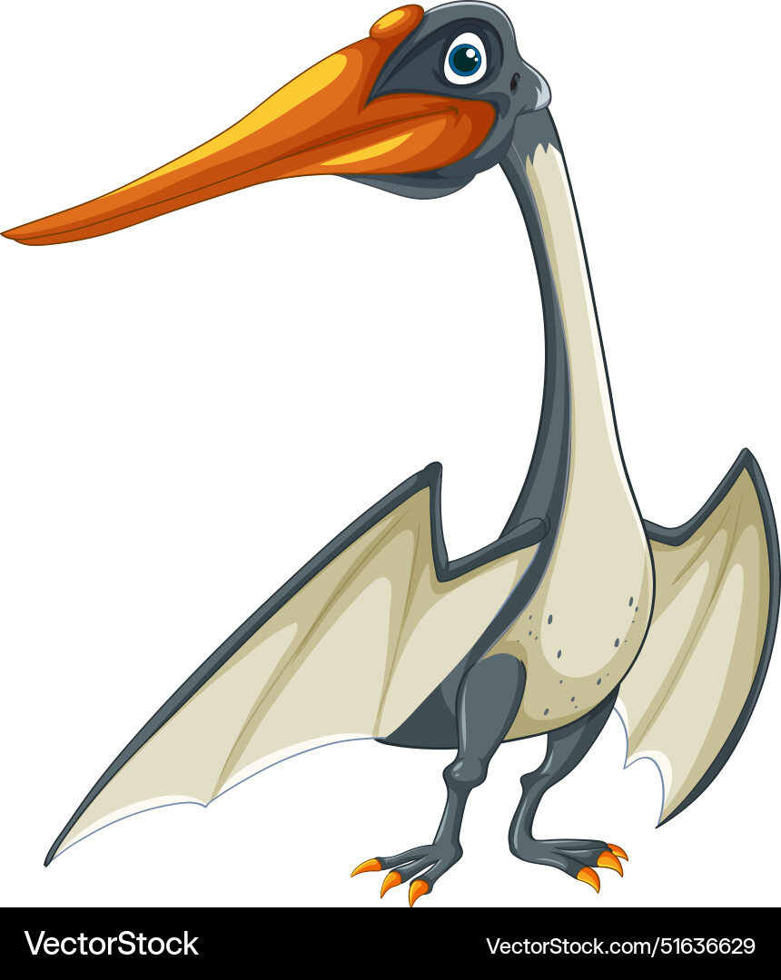 Cute pterosaur with large beak and wings Vector Image
