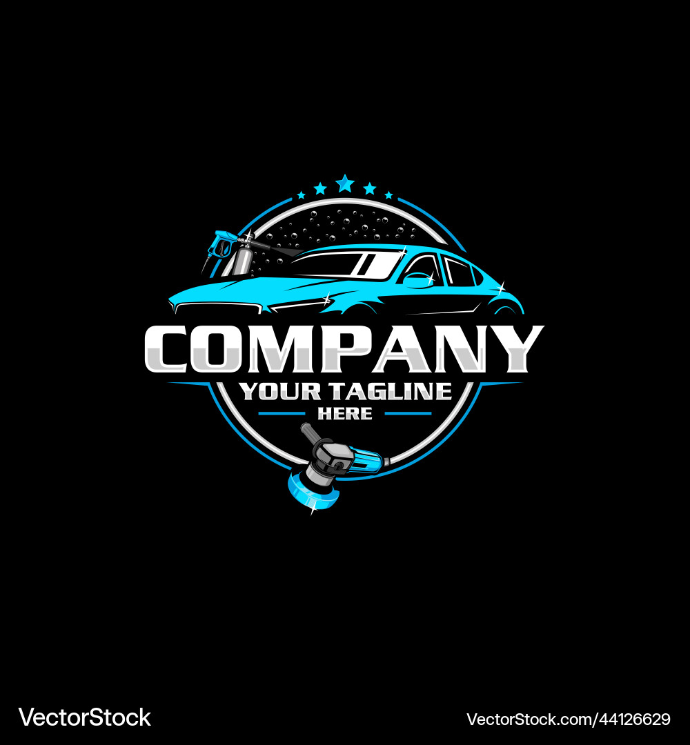 Detailing car logo and wash Royalty Free Vector Image