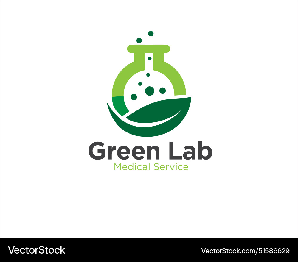 Green lab with leaf and bottle logo designs Vector Image