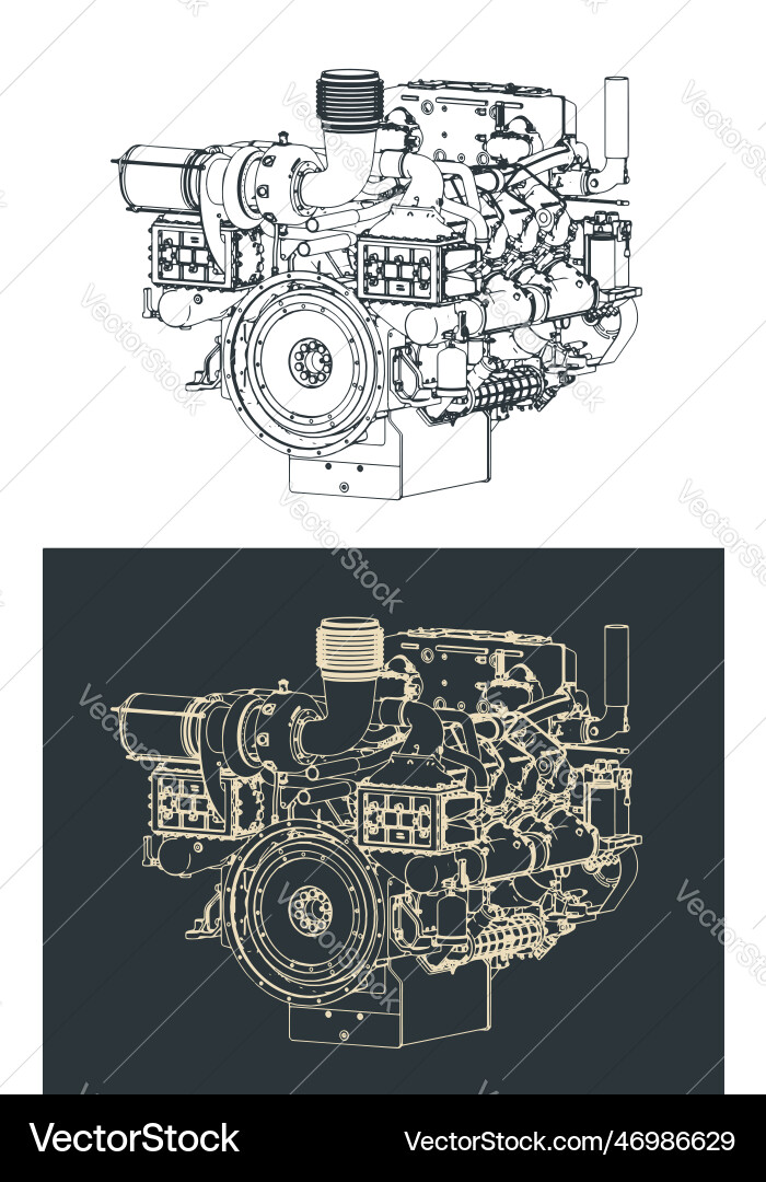 Marine Diesel Engine Schematic Royalty Free Vector Image
