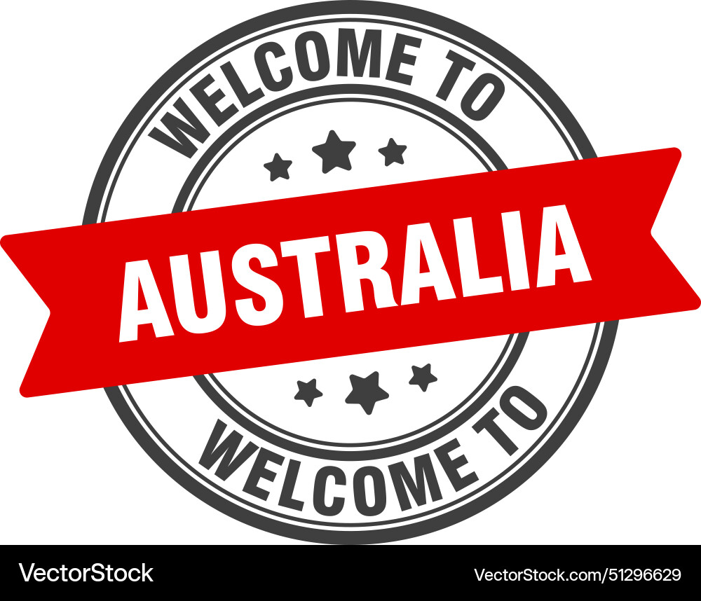 Welcome to australia stamp round sign Royalty Free Vector