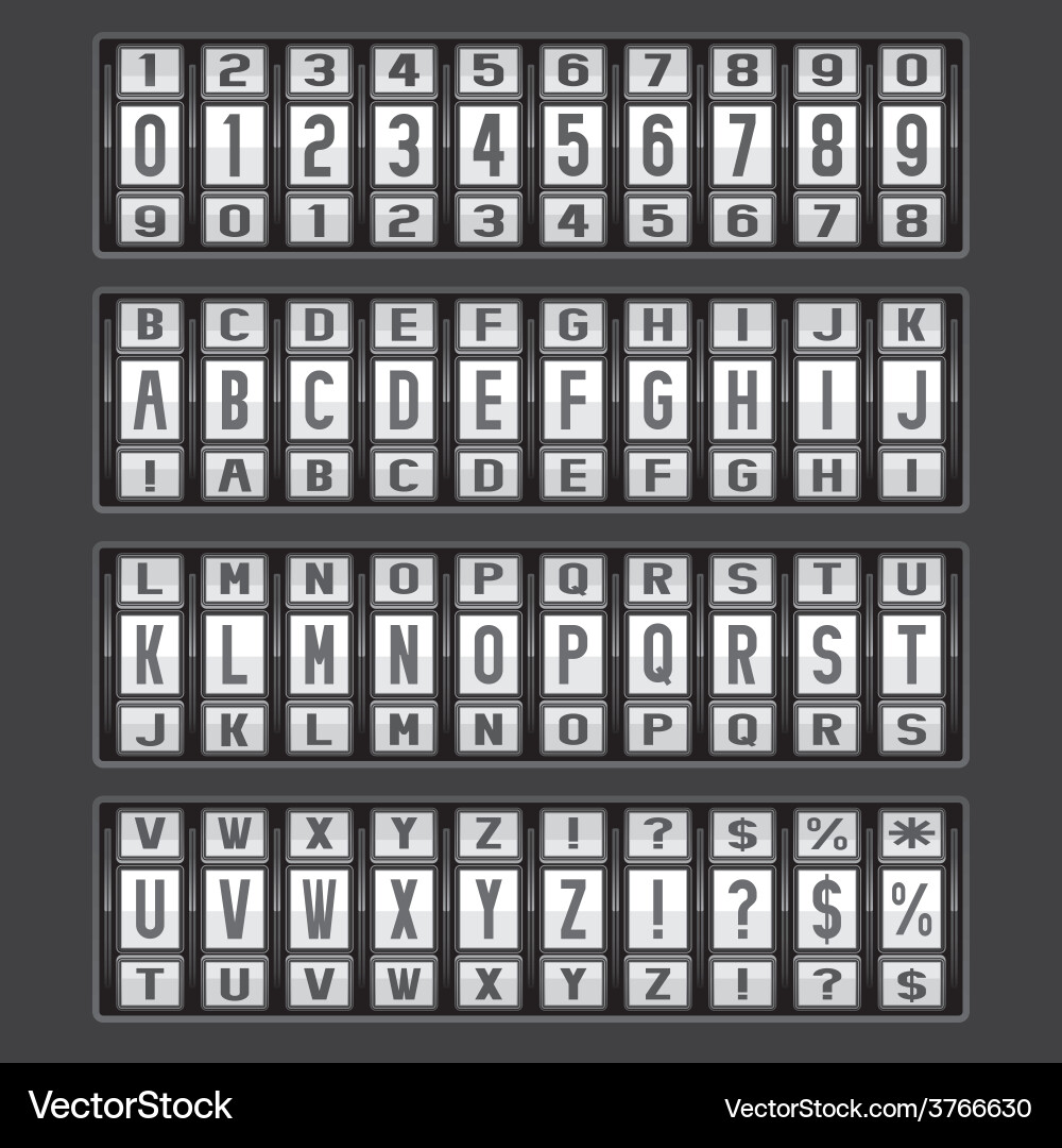 Alphabet of mechanical panel Royalty Free Vector Image