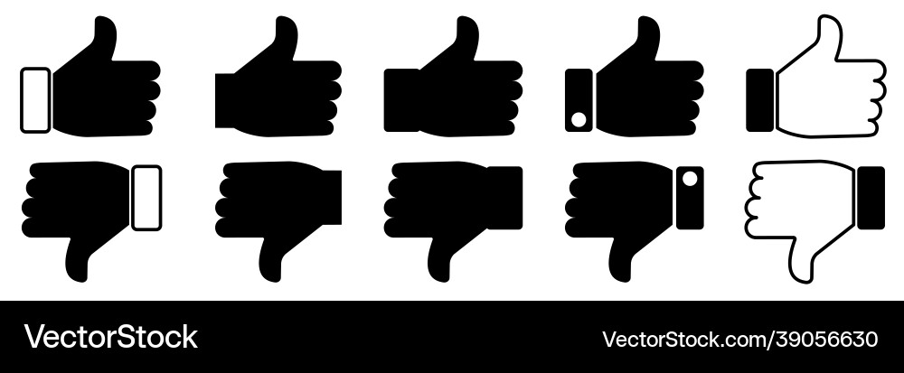 Black like dislike set in modern style social Vector Image