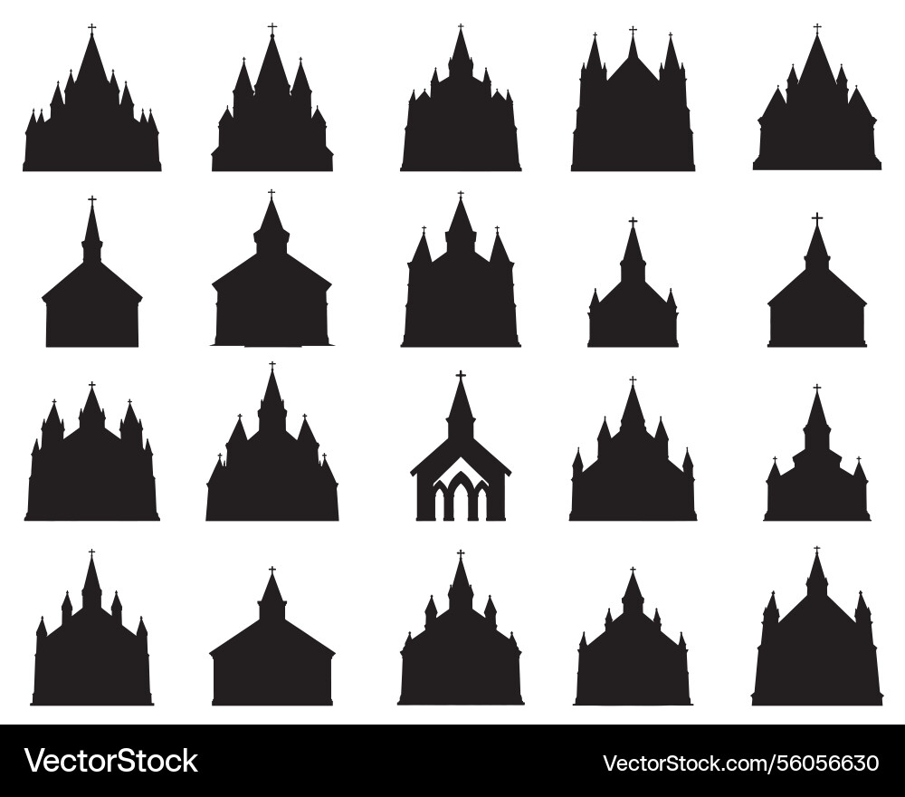 Church icons silhouette Royalty Free Vector Image