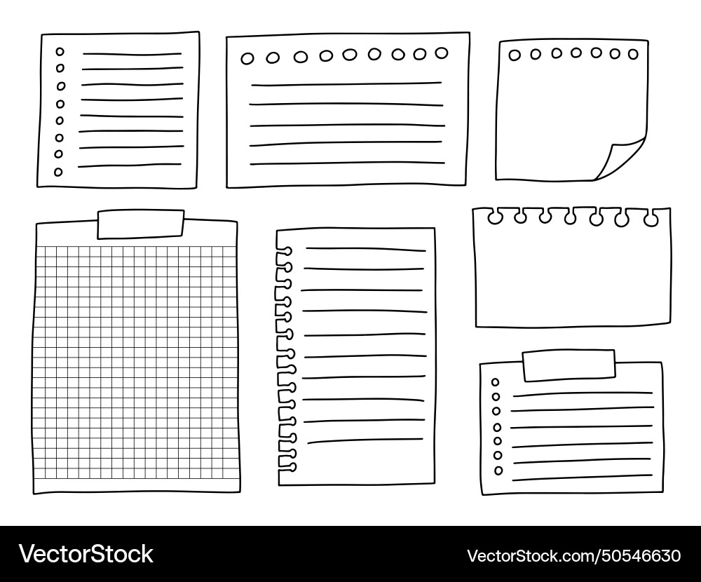 Hand drawn memo paper sheets Royalty Free Vector Image