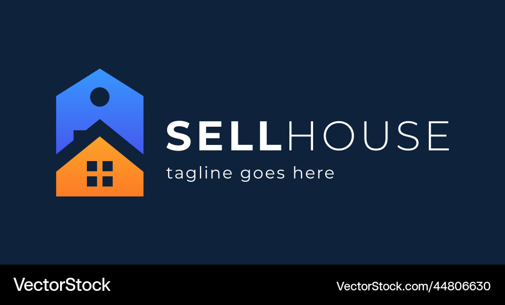 Home Verkauf Logo Immobilien Haus Preis-Tag Vektorbild