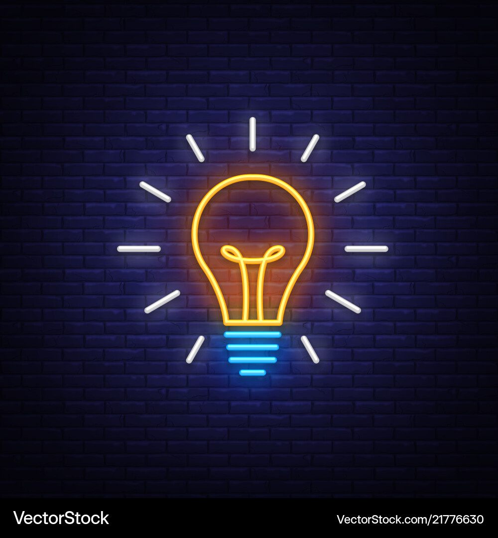 Light bulb neon sign design Royalty Free Vector Image