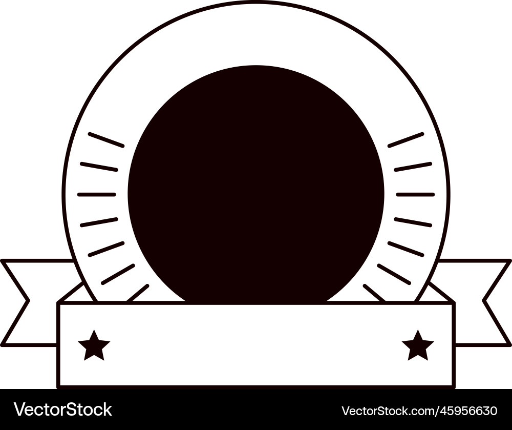 Round emblem black line template premium badge Vector Image