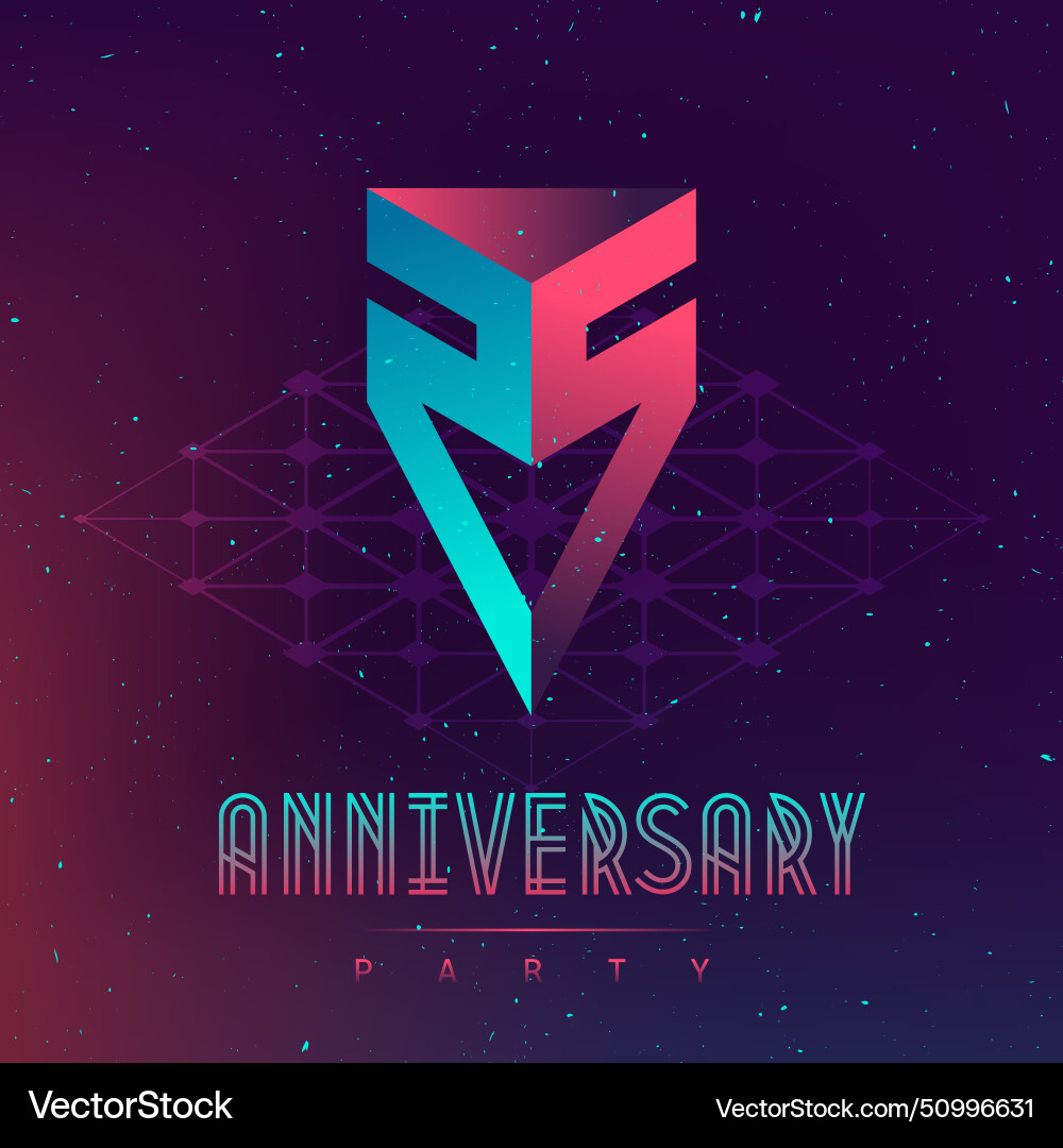 25 anniversary abstract 3d logo design modern Vector Image