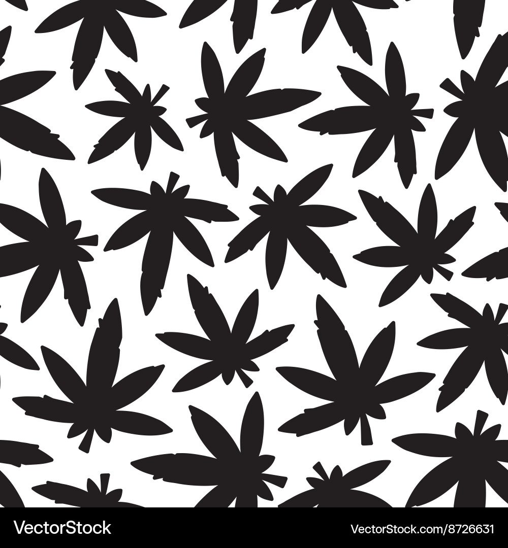 Black & White Marijuana Leaf Pattern Vector Image