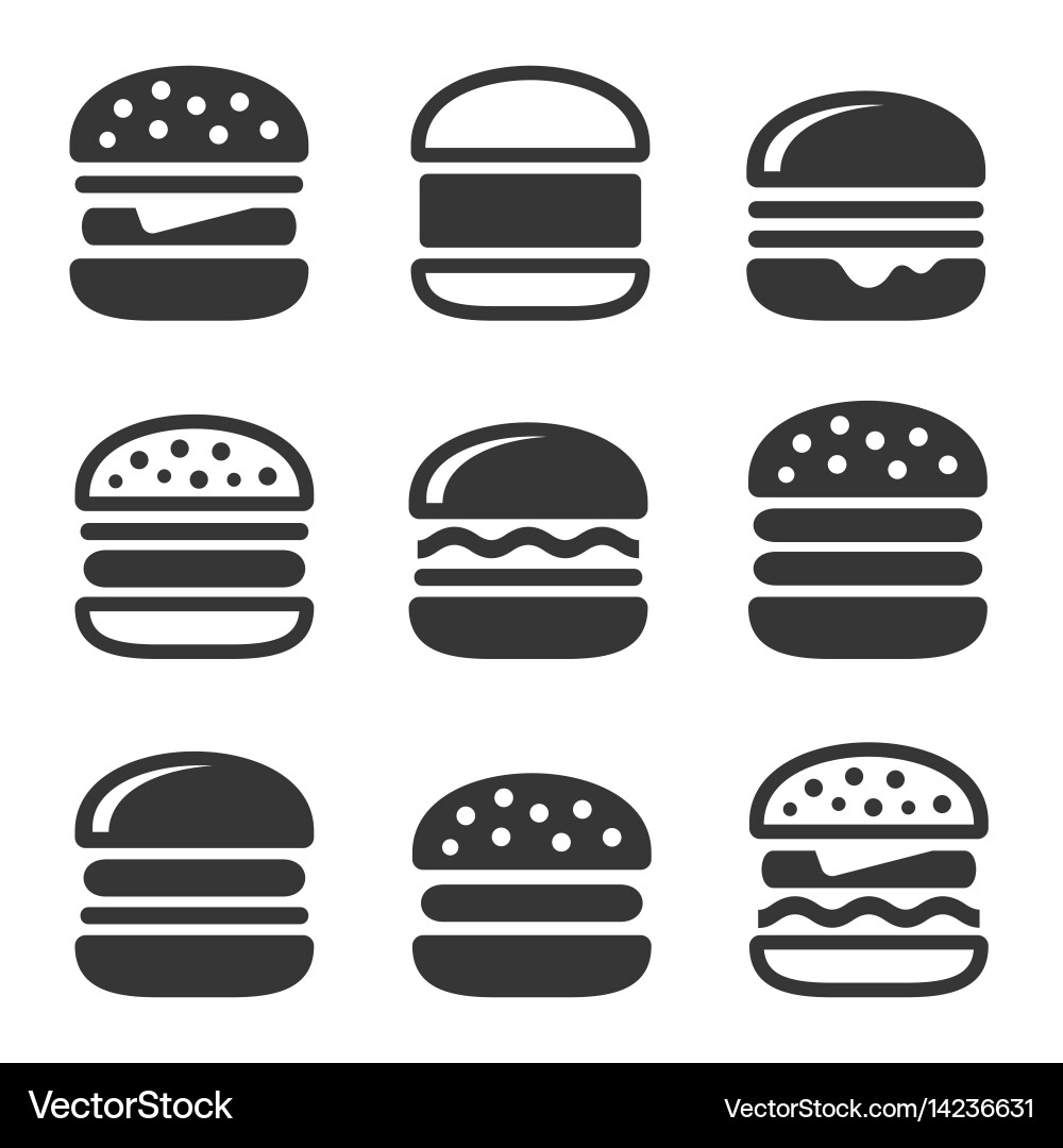 Burger icons set Royalty Free Vector Image - VectorStock