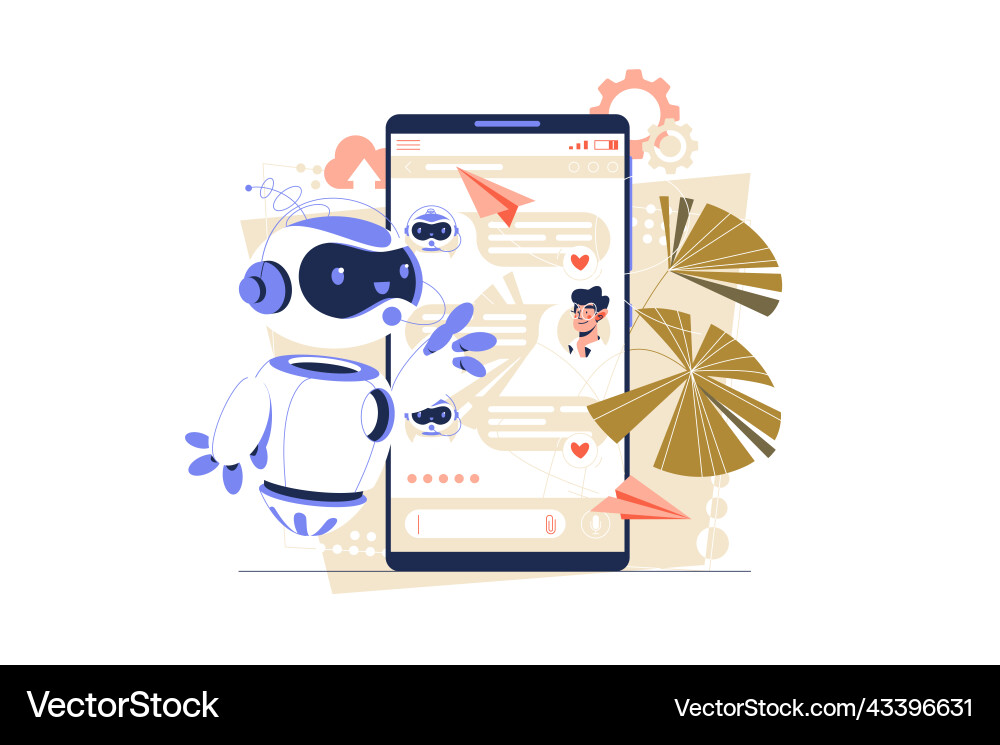 Chatbot helper customer service support Royalty Free Vector