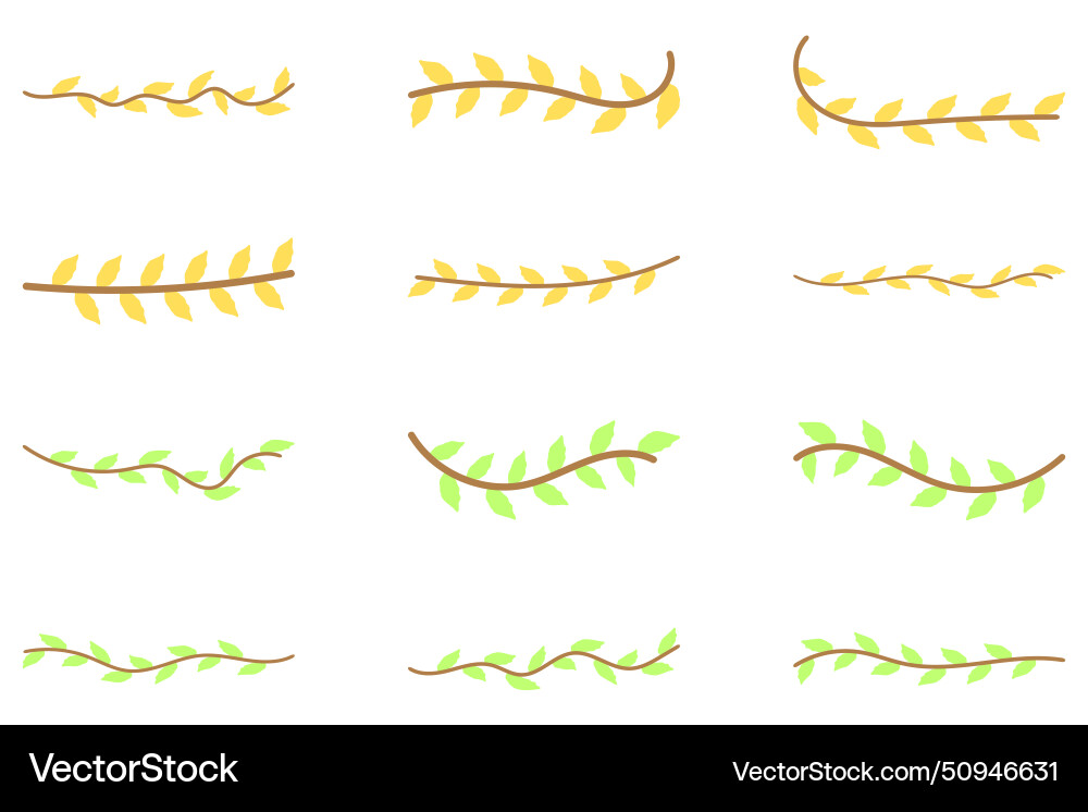 Flower vine icon set botanical decoration Vector Image