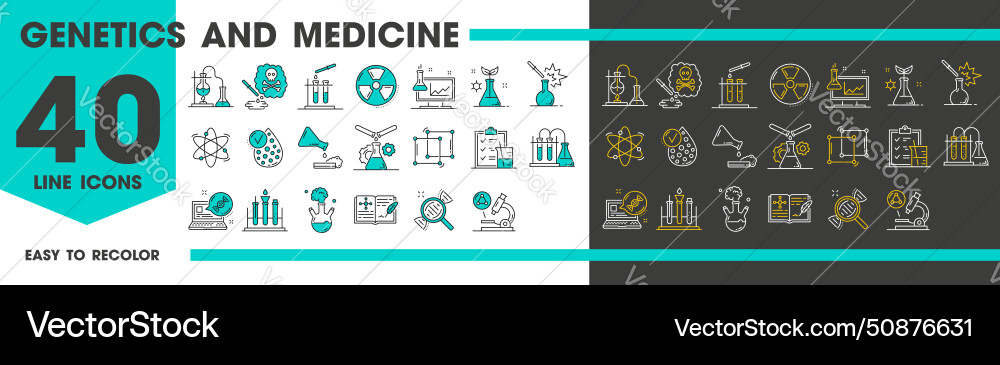 Genetics and science icons physics medicine Vector Image