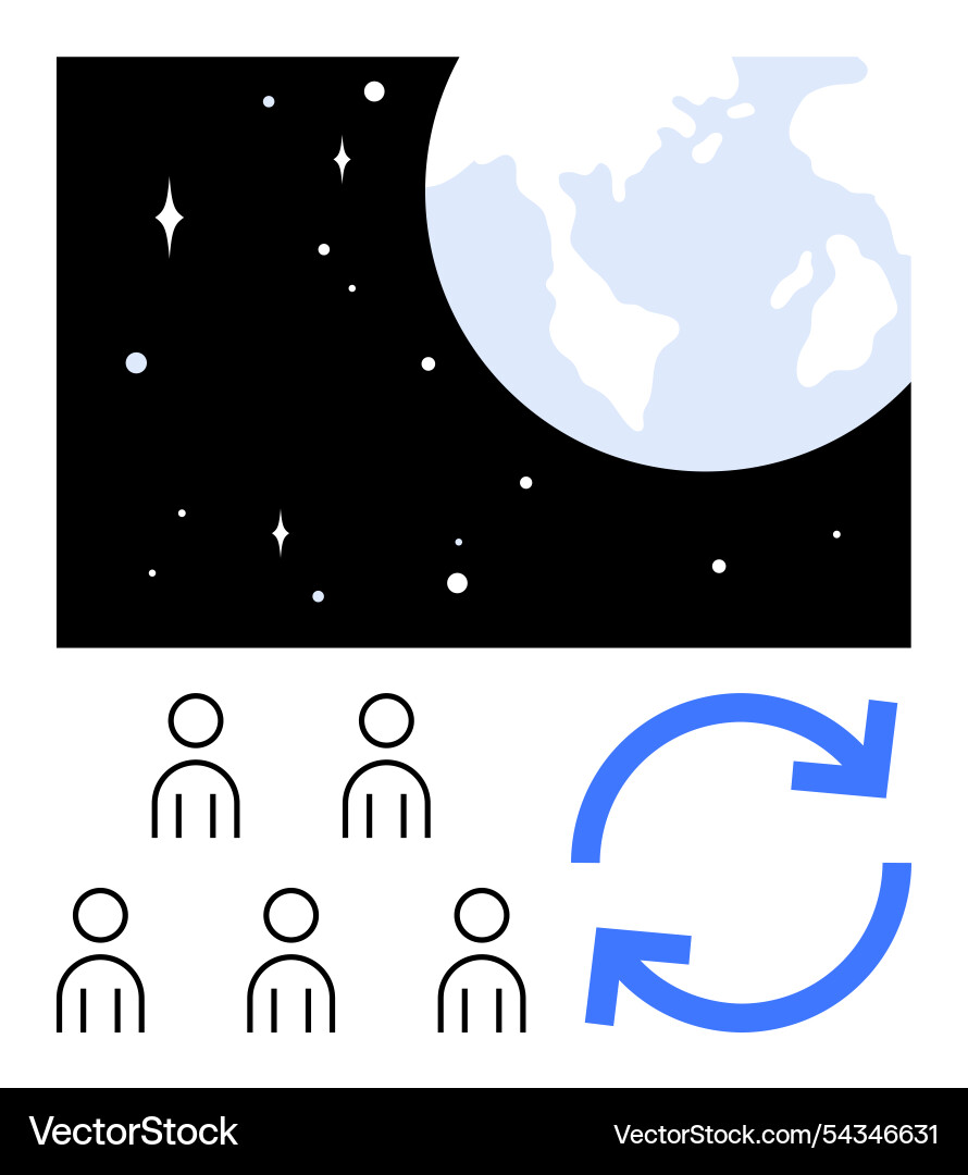 Global collaboration and continuous improvement Vector Image