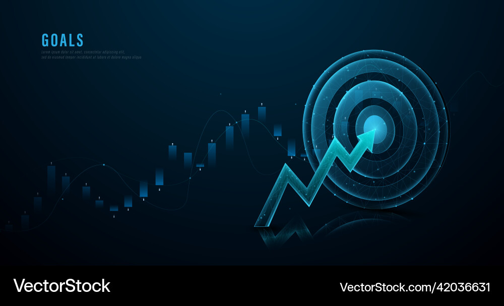Goal achievement path chart to target line dot Vector Image