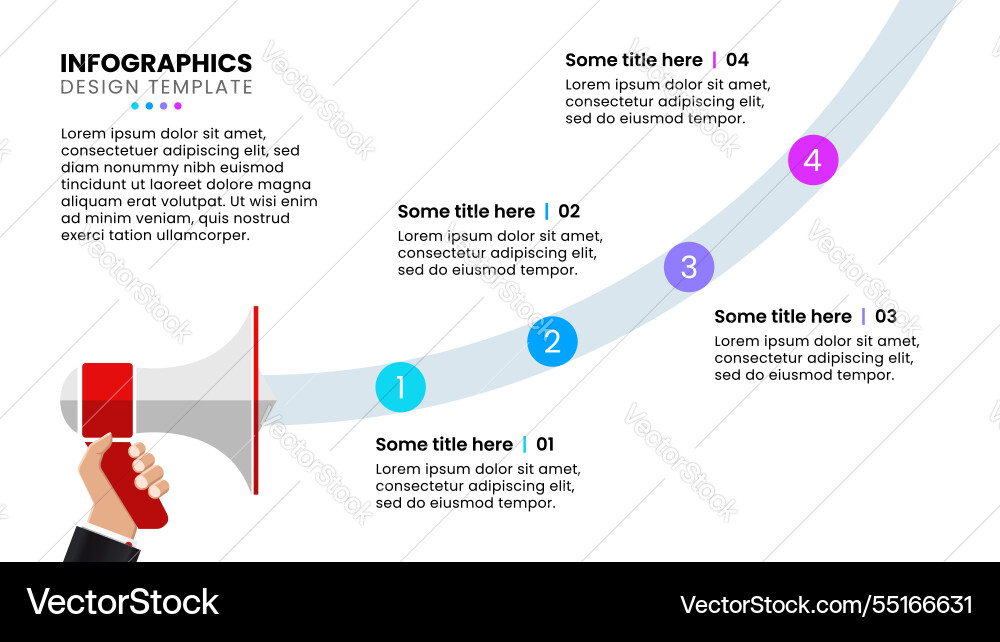 Infographic template megaphone with line and 4 Vector Image
