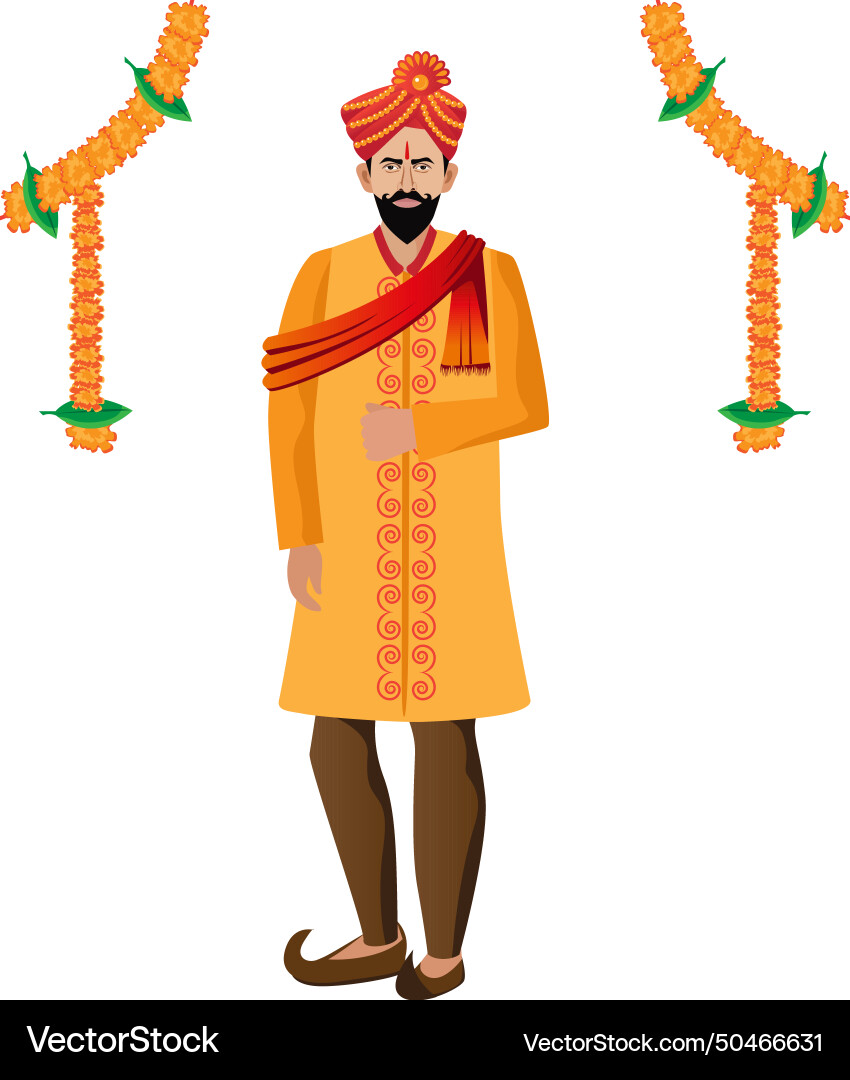 Maharashtrian hindu man standing for wedding Vector Image