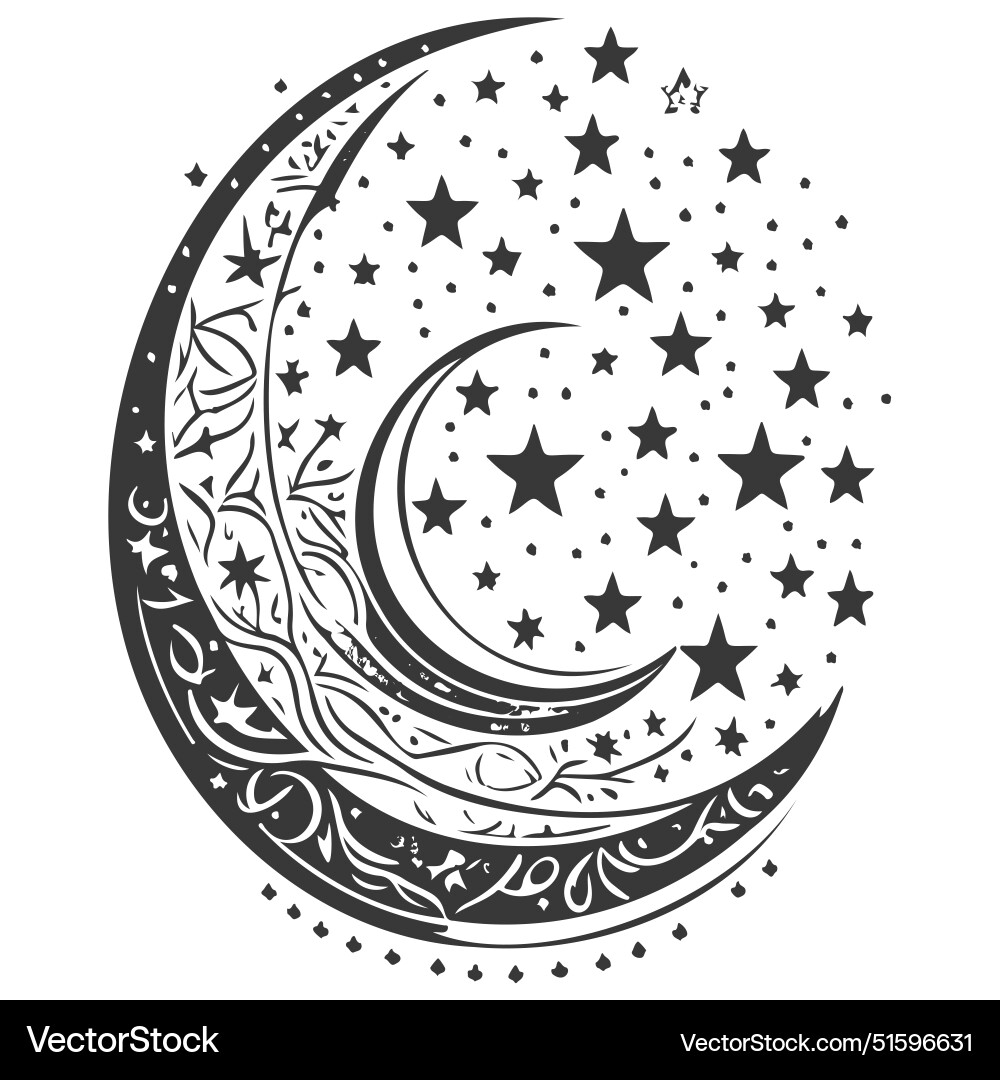 Moon star ramadan arabic islamic grey Royalty Free Vector