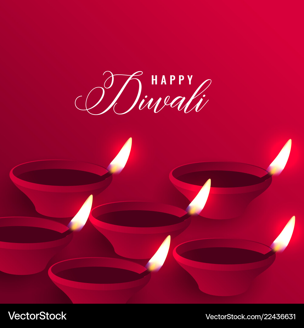 Stylish happy diwali red diya background Vector Image