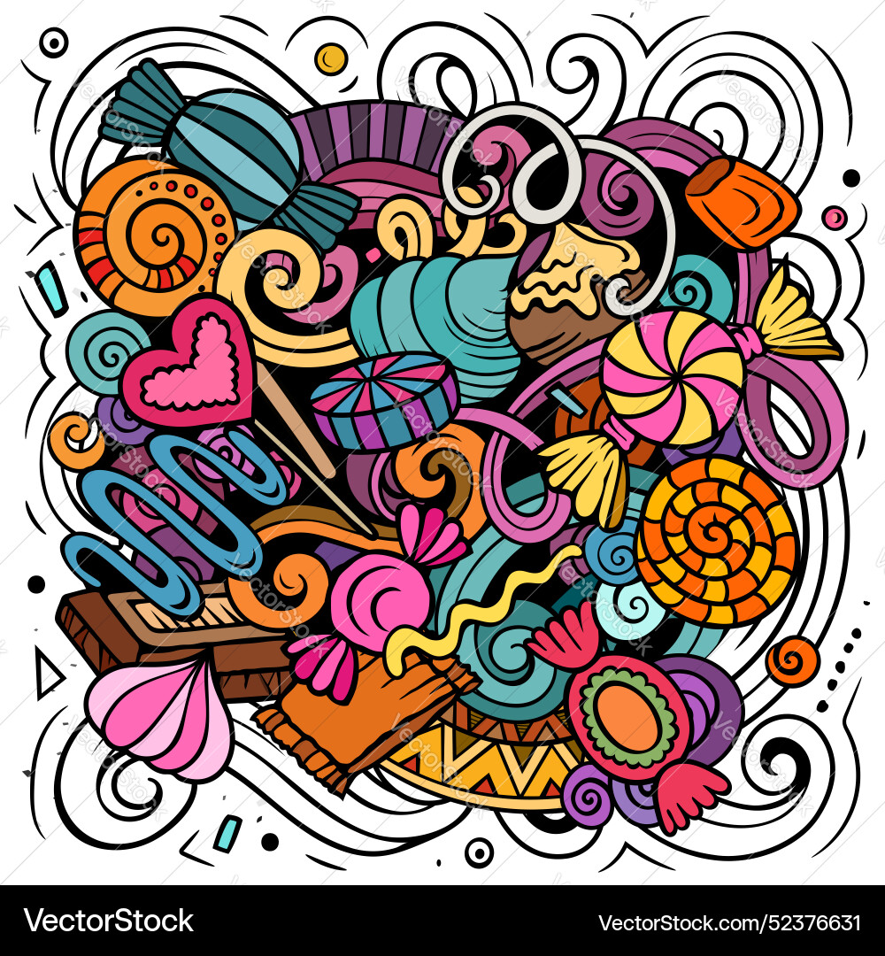 Sweet candies cartoon doodle Royalty Free Vector Image